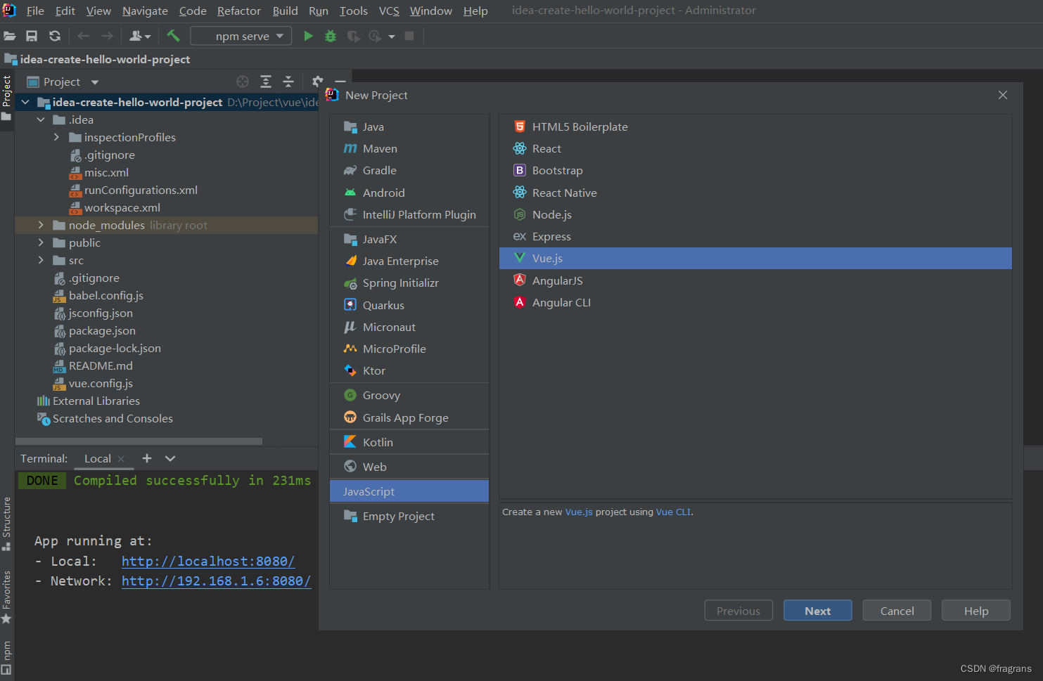 java-在IDEA中创建vue hello-world项目_游戏逆向|游戏安全|yxfzedu.com